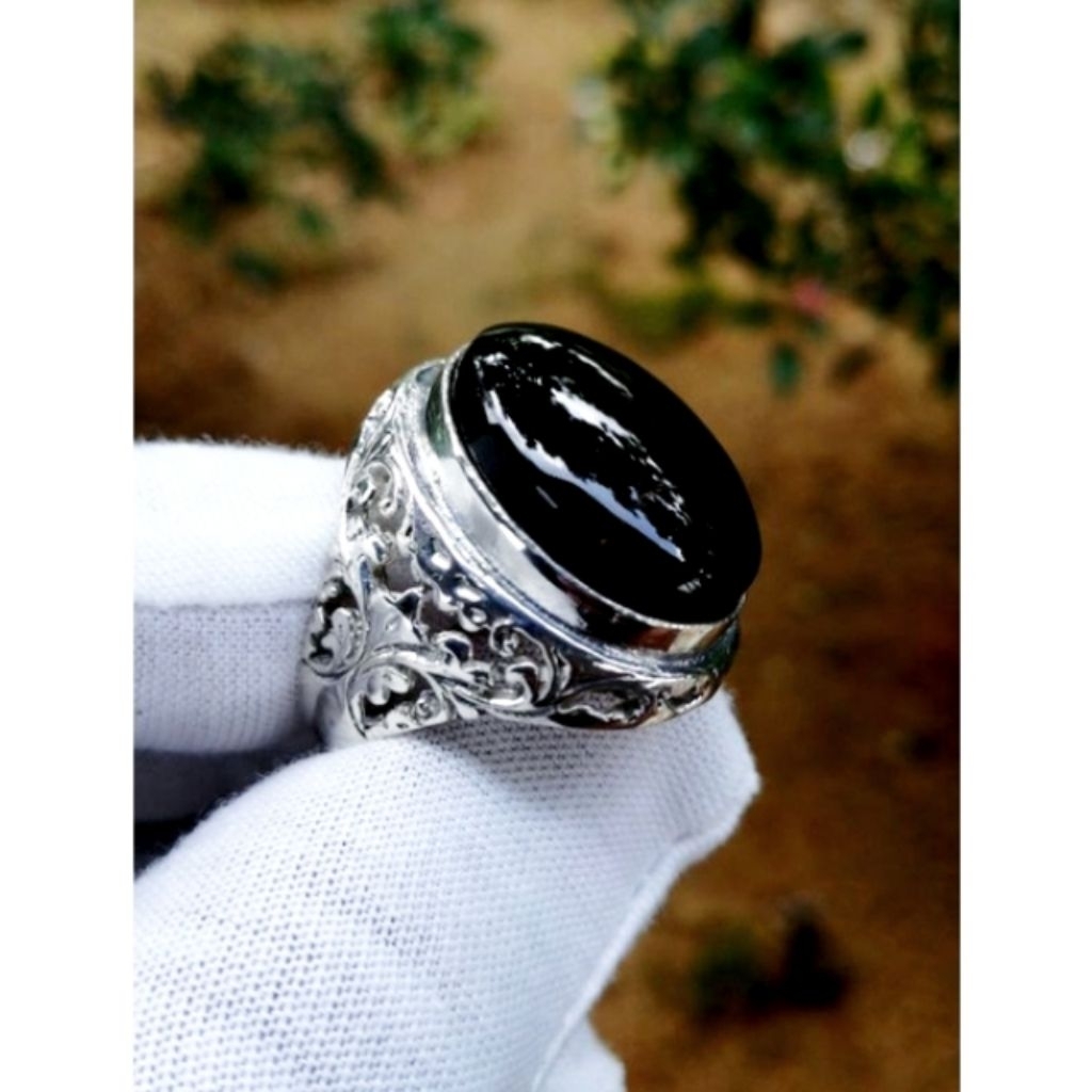 PERMATA AKIK YAMAN HITAM ASLI RING PERAK /SILVER 925 | Shopee Malaysia