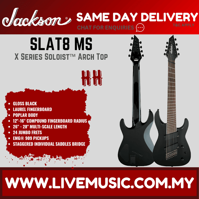 Jackson X Series Soloist Arch Top SLAT8 Multi-Scale 8-string Electric ...