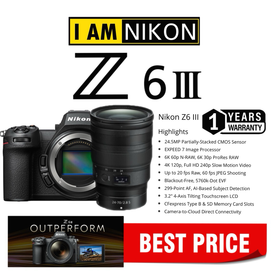 (READY STOCK) NIKON Z6 III Z6 MARK 3 Z6 III 24-70MM F/2.8S (1 YEARS ...