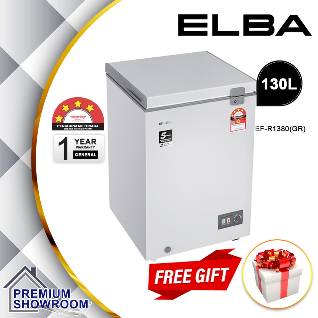 (Authorised Dealer) ELBA 130L Chest Freezer EF-R1380(GR) / Elba 1380 ...