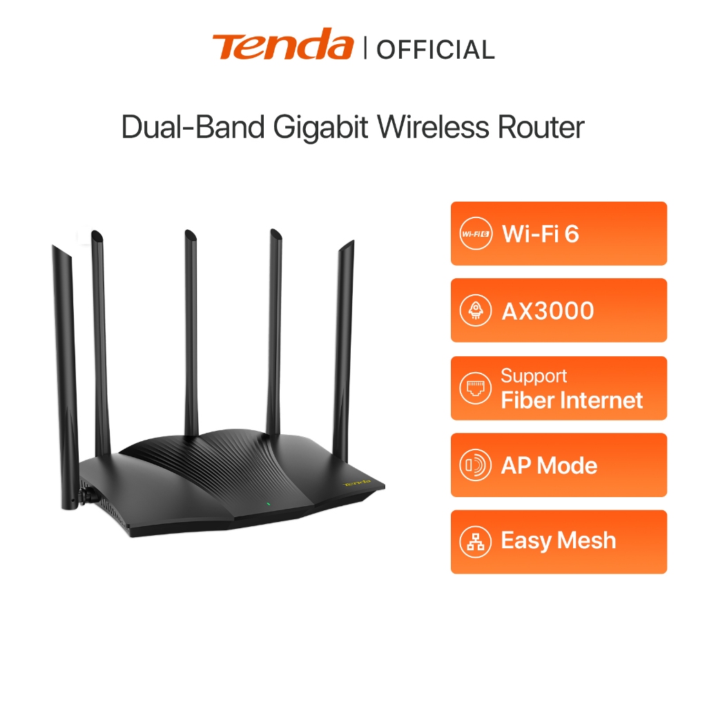 Tenda RX12 Pro AX3000 Dual Band Gigabit WiFi 6 Wireless Router High ...