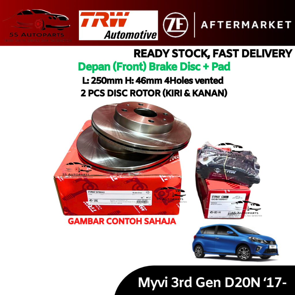TRW Perodua Myvi Gen 3 D20N (2017 -Present) Front (Depan) Disc Rotor (2 ...