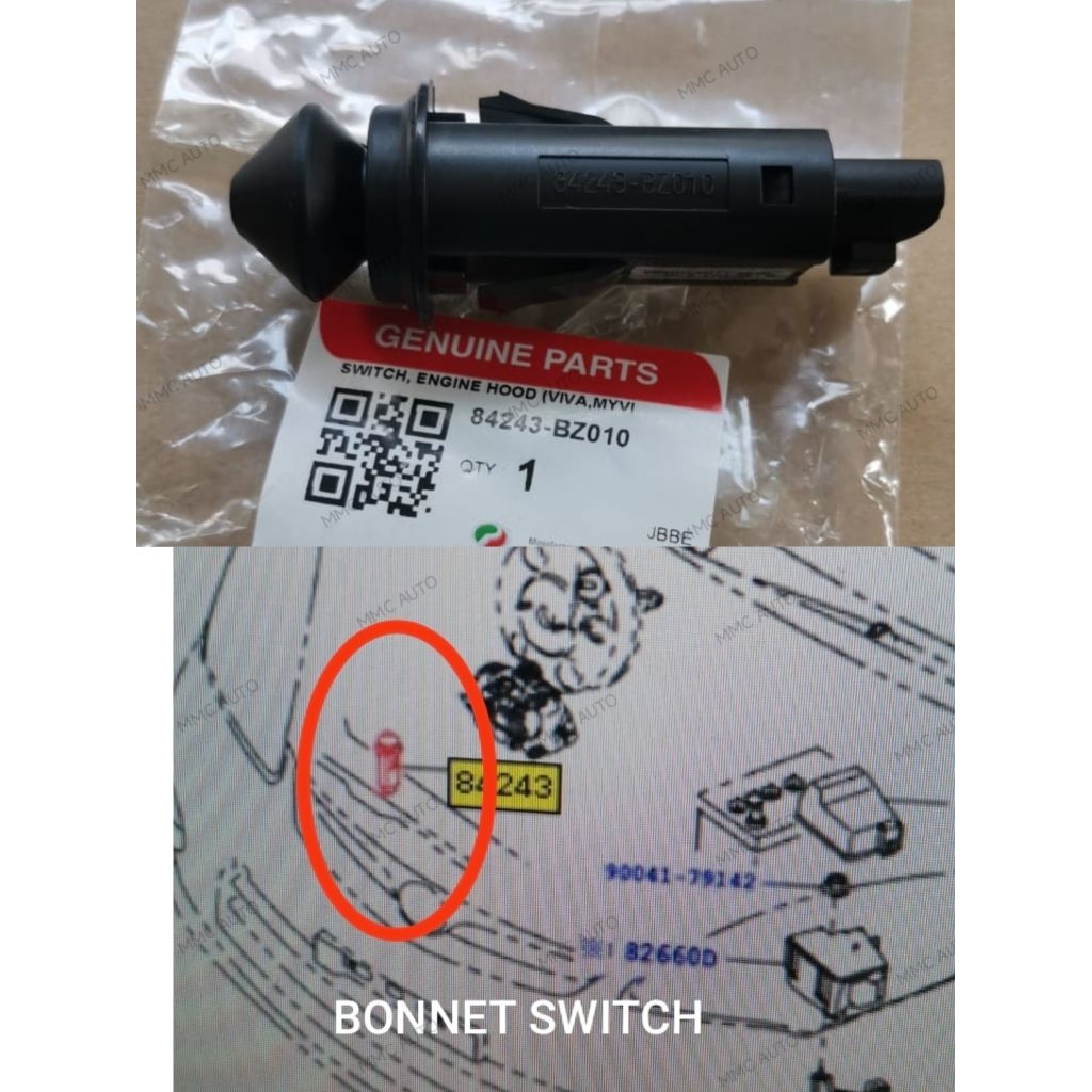 Perodua Myvi 2005-2016 Front Bonnet Hood Switch/ Depan Bonet Suis Alza ...