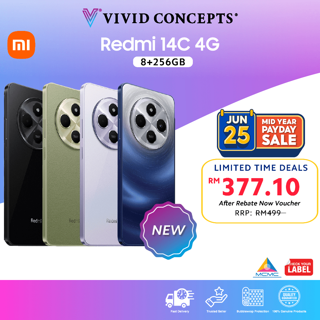 [Set Malaysia] Redmi 14C 4G (6+128GB) / (8+256GB) | Shopee Malaysia