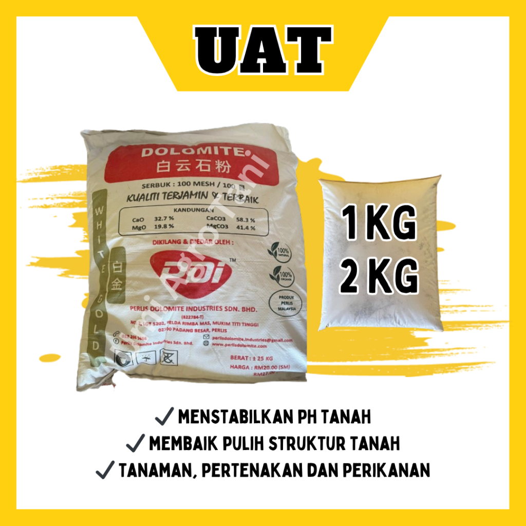 [1KG/2KG] PDI DOLOMITE KAPUR PERTANIAN 100 MESH PERAWAT PH TANAH KAPUR ...