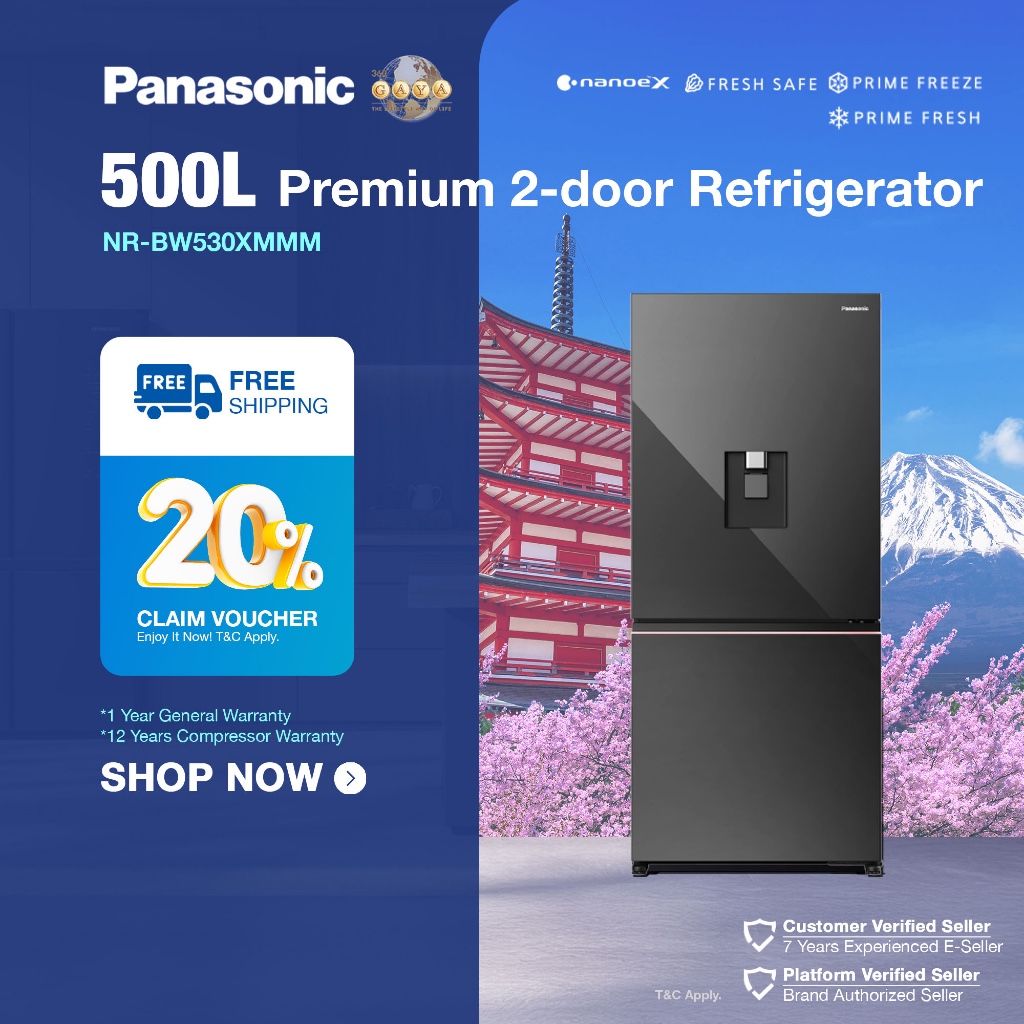 [𝐅𝐑𝐄𝐄 𝐃𝐄𝐋𝐈𝐕𝐄𝐑𝐘] PANASONIC NR-BW530X 500L PRIME+ EDITION Premium 2 Doors ...