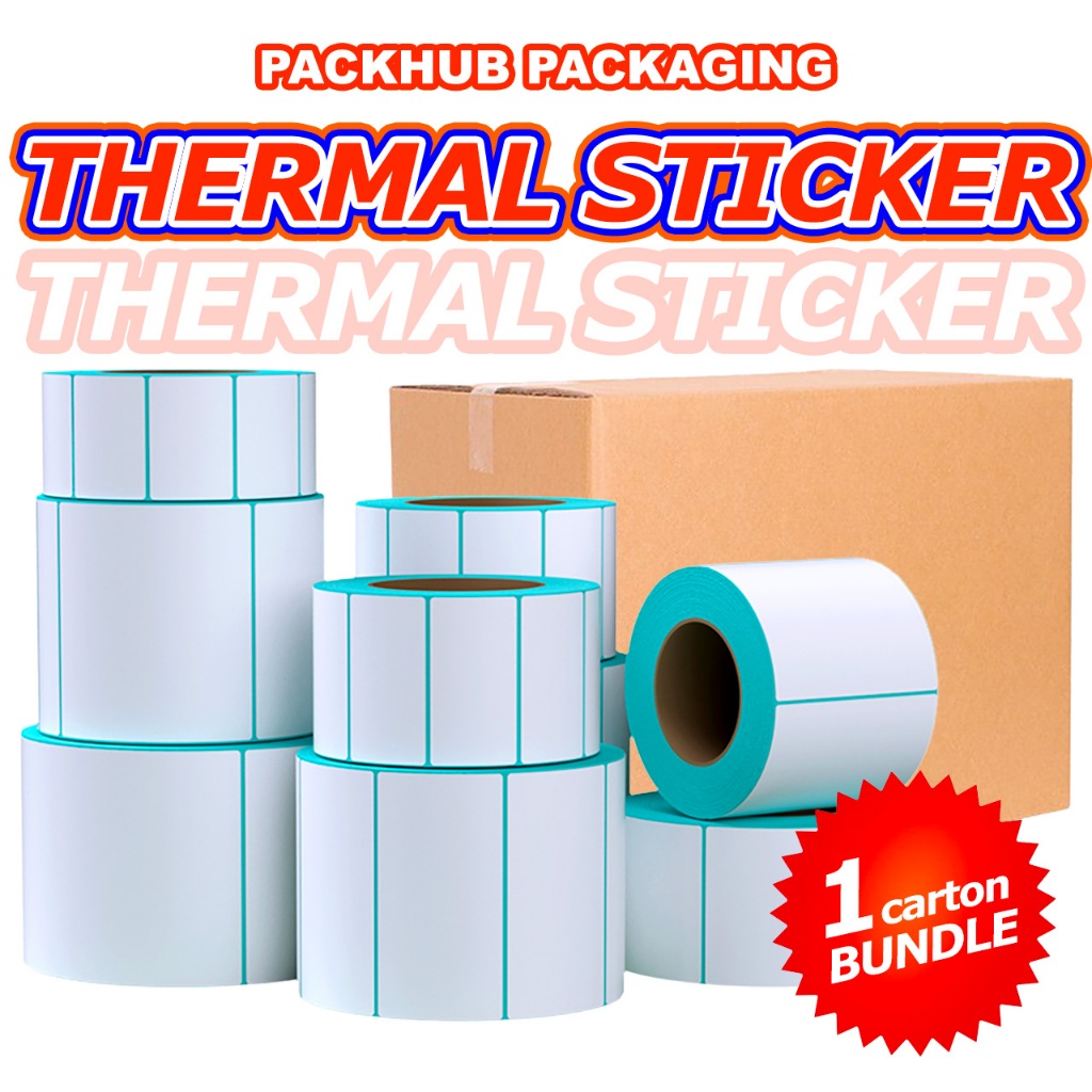 1 Carton Thermal Label Sticker Roll Pelekat Barcode Label Shipping ...
