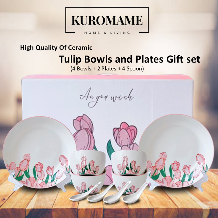 KUROMAME Ceramic Dinnerware Gift Set With Box Bowl Set Mangkuk Pinggan ...