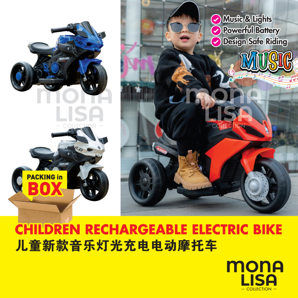 Electric Kids Motorcycle With Music & Lights Ride On Motor Rechargeable ...