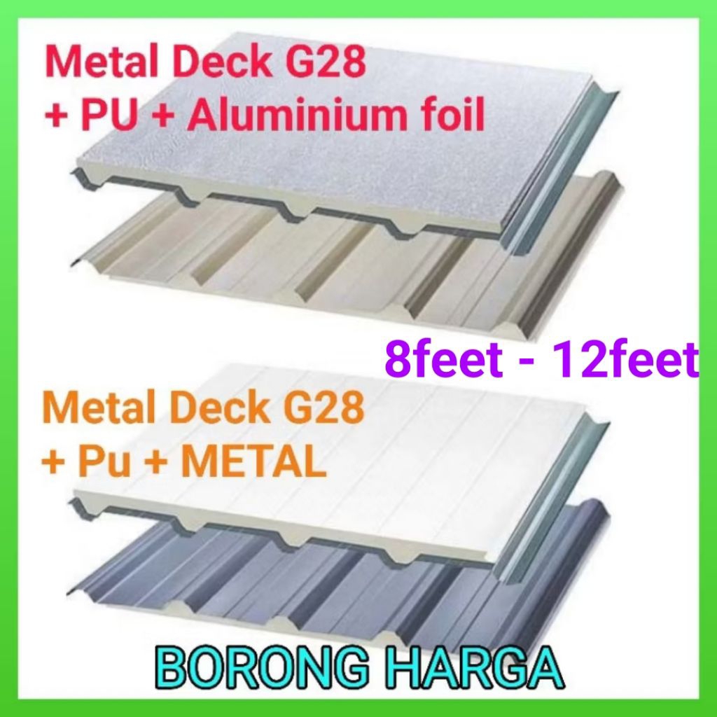Metal Deck G28 + Pu + Aluminium foil OR METAL(8feet-12feet) (MD ...