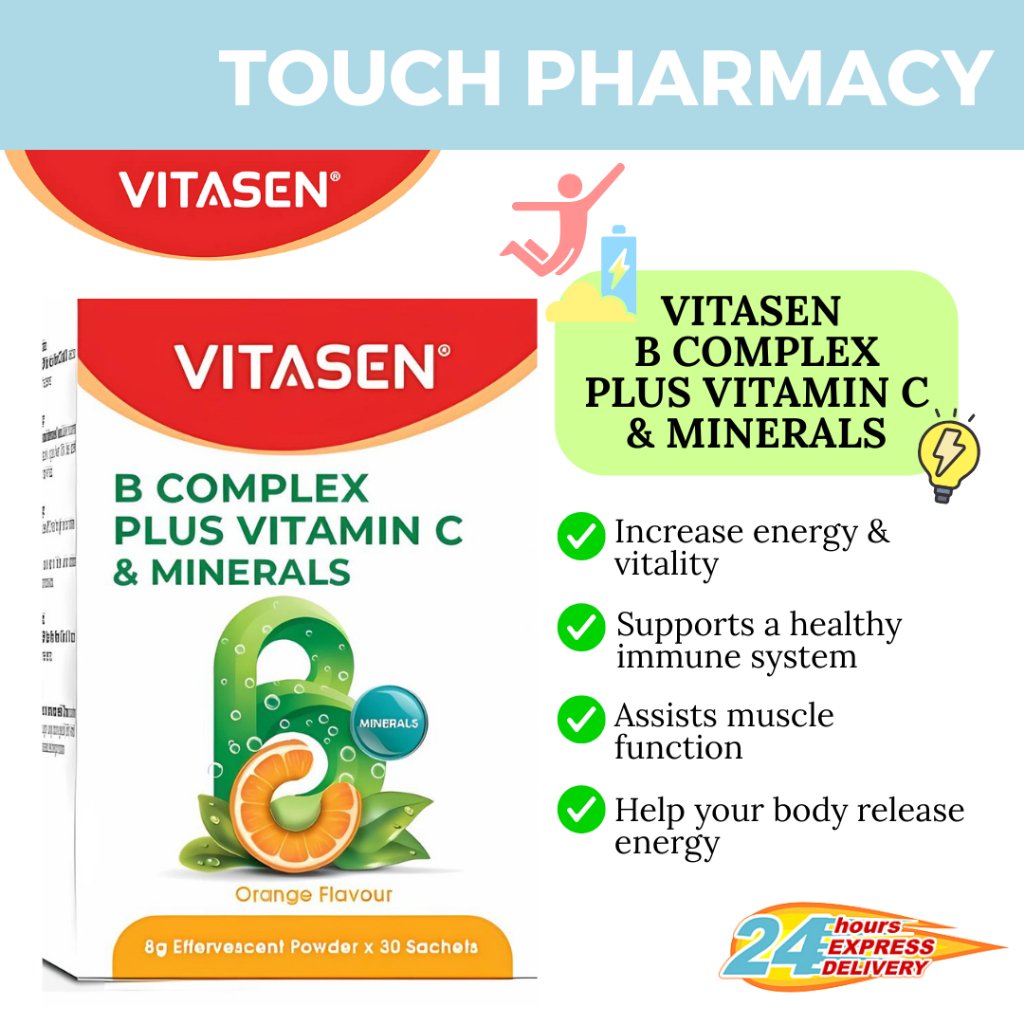 VITASEN B Complex Plus Vitamin C & Minerals Effervescent Powder Orange ...