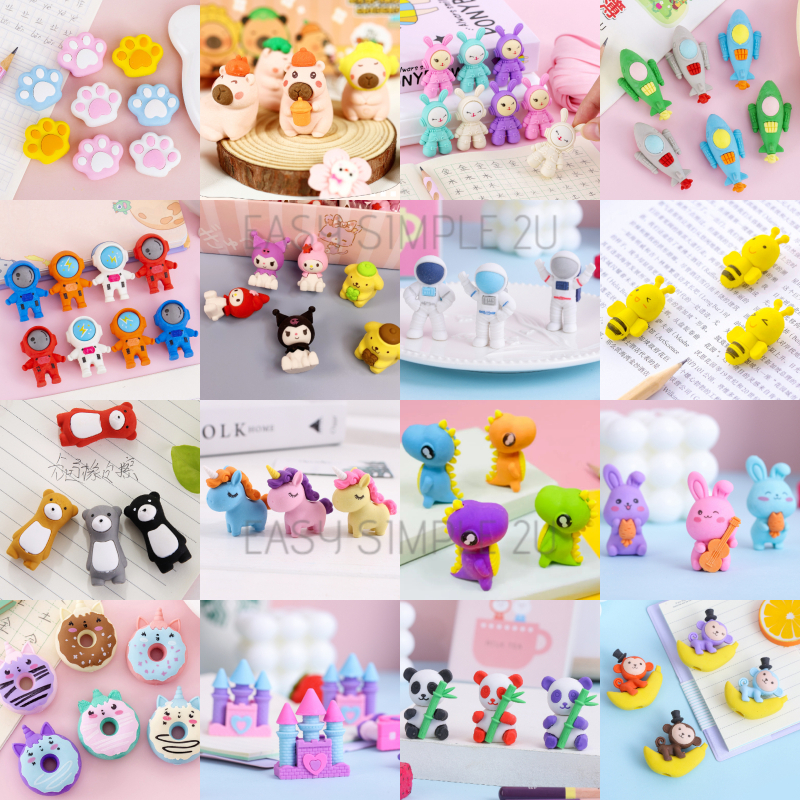 Pemadam Kartun Pembaris Hadiah Parti Alat Tulis Erasers Ruler Bookmark ...