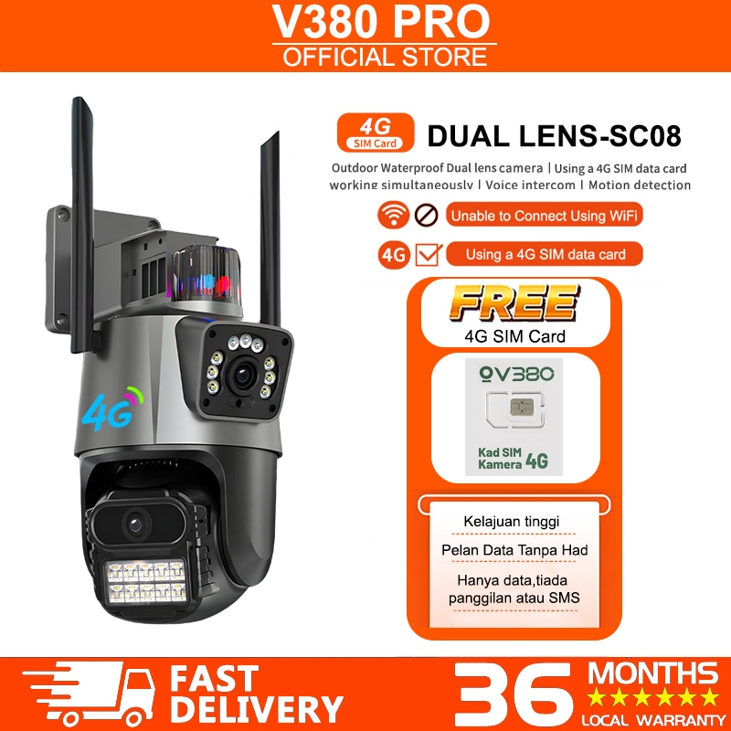 V380 Pro Wireless S08 Dual lens Outdoor Waterproof Wifi 360 cctv camera ...