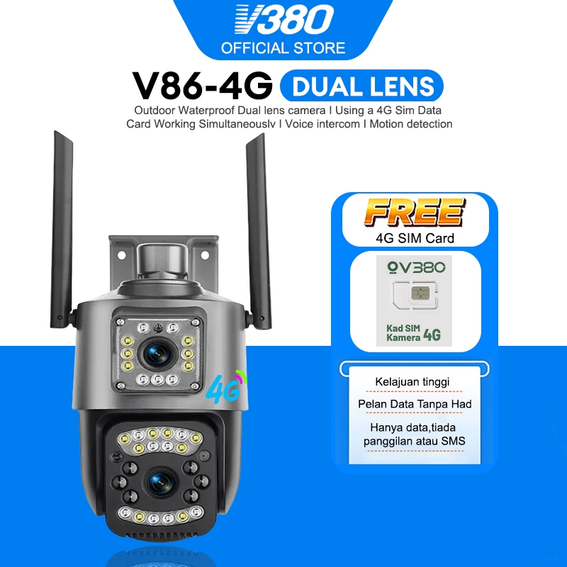 V380 Pro Dual lens outdoor waterproof 4G 360 1080P Cctv With audio and ...