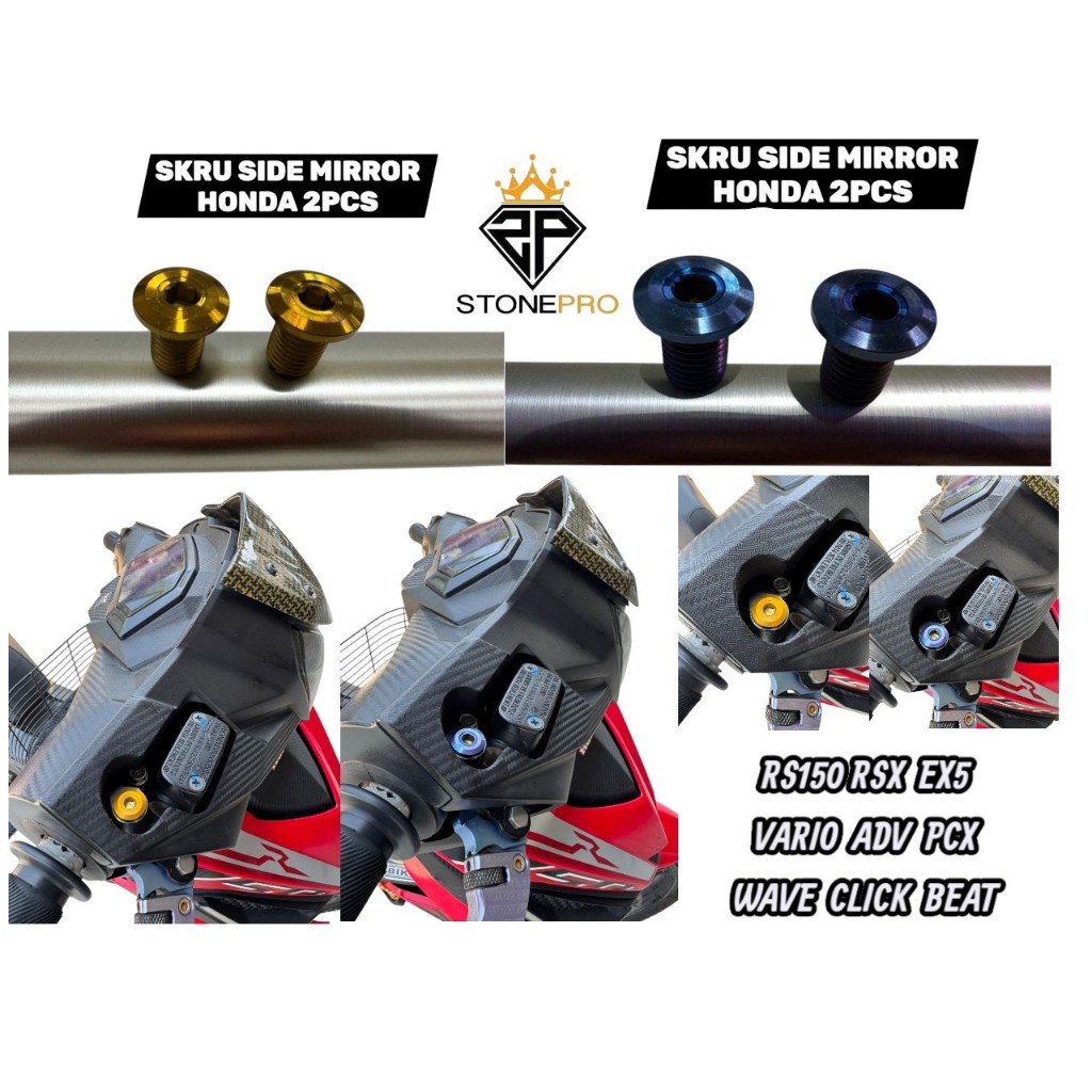 SKRU MIRROR SCREW SIDE MIRROR TITANIUM GOLD YAMAHA HONDA SYM | Shopee ...