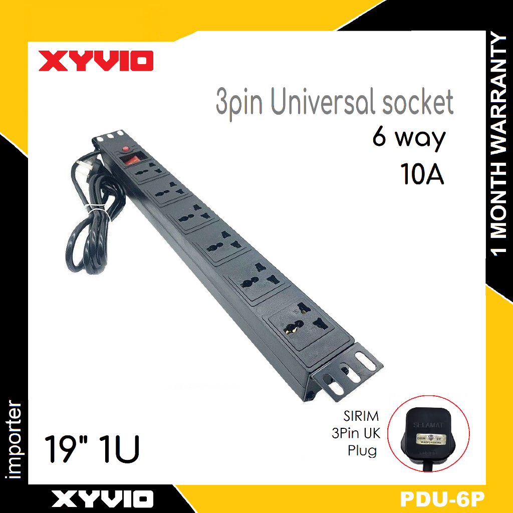 PDU Solid 6 Gang 19" 19 inch Server Rack Mount Power Distribution Unit ...
