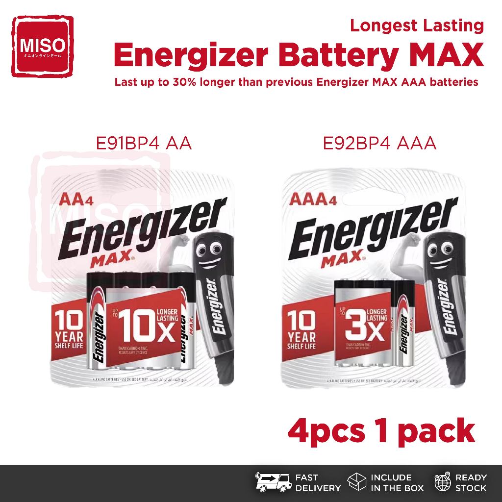Energizer E91BP4 AA E92BP4 AAA Original Batteries Battery Long Lasting ...