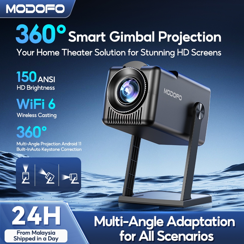 MODOFO 4K Mini Smart Projector Wireless with 360° Adjustable projector ...