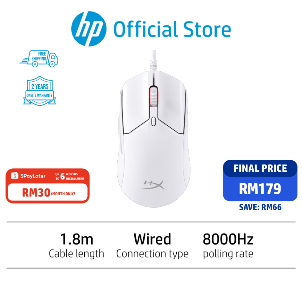 HyperX Pulsefire Haste White Wired Gaming Mouse 2 / 8000Hz Maximum ...