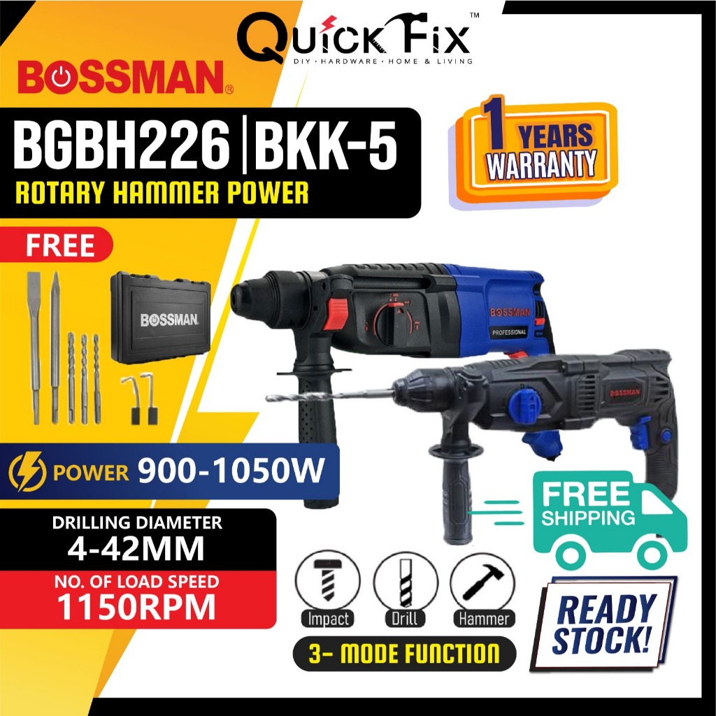 QuickFix [NEW] BOSSMAN Rotary Hammer Power Impact Drill BGBH 226 Gerudi ...