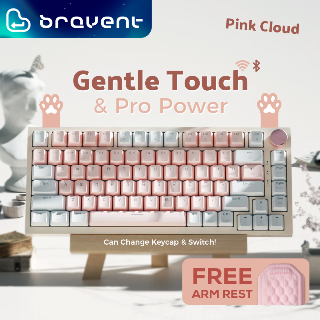 ASMR Pink Cloud Wireless 3in1 Mechanical Keyboard | Support Bluetooth ...