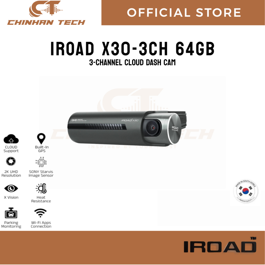 IROAD X30 3-channel cloud dash cam QHD-FHD-FHD 3CH Sony Starvis Real ...