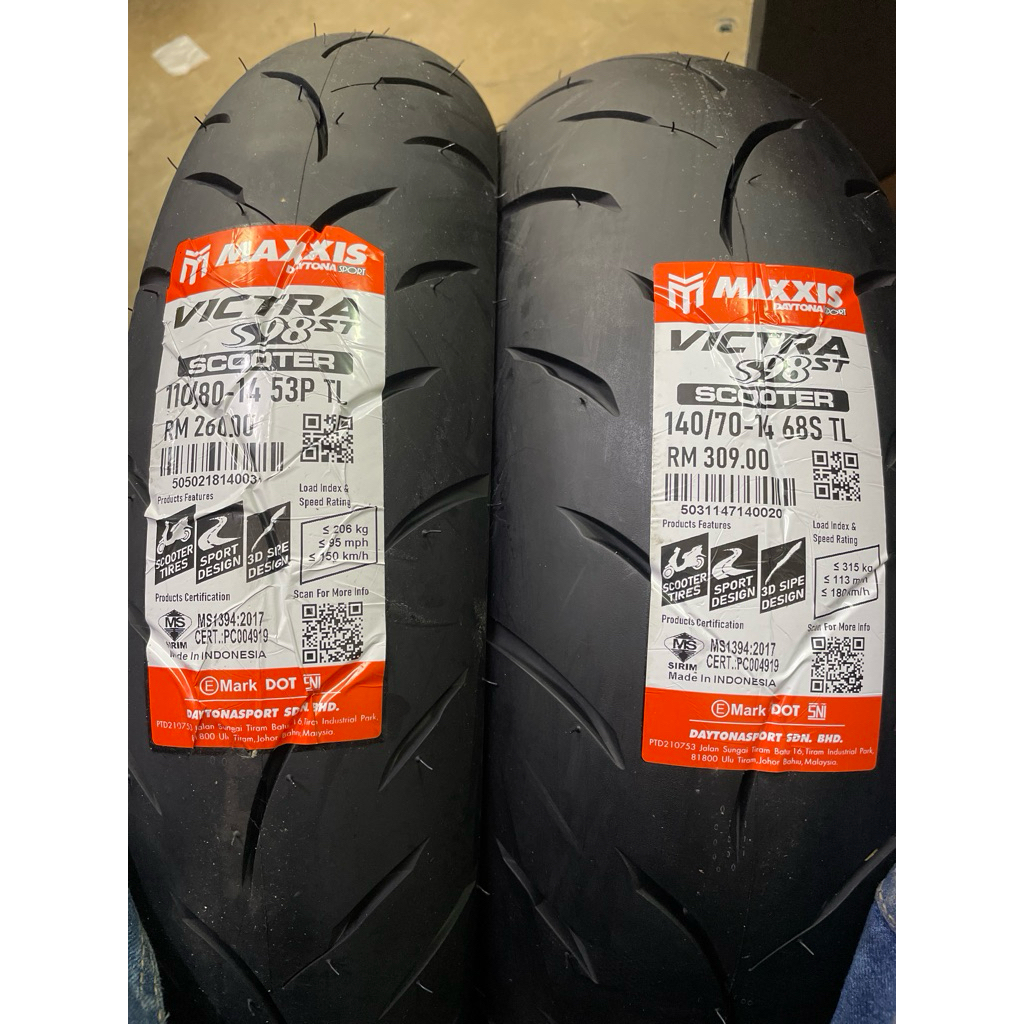 Yamaha NVX combo set Maxxis Victra S98St 110/80-14 + 140/70-14 (2pcs ...