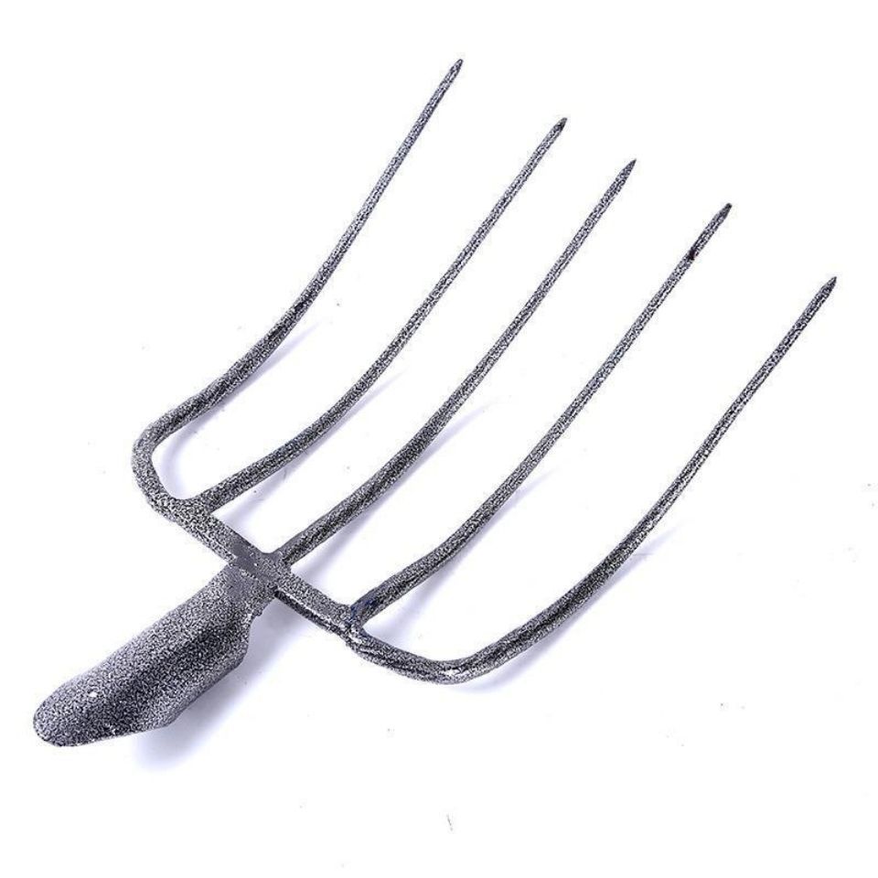 Solid Steel Forged Five-Pronged Fork for Digging Soil Weeding and Grass ...