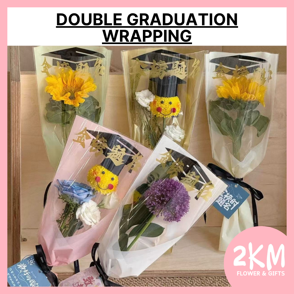 (15PCS) DOUBLE GRADUATION Flower Convocation Paper Wrapping Bouquet ...
