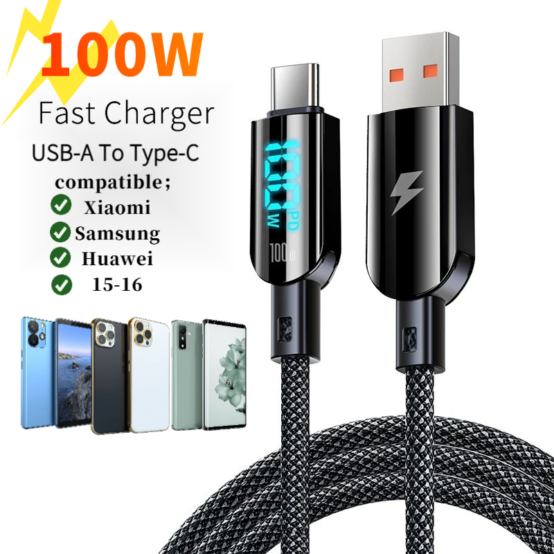 Samsung Huawei 100W fast charging car data cable LED display screen ...