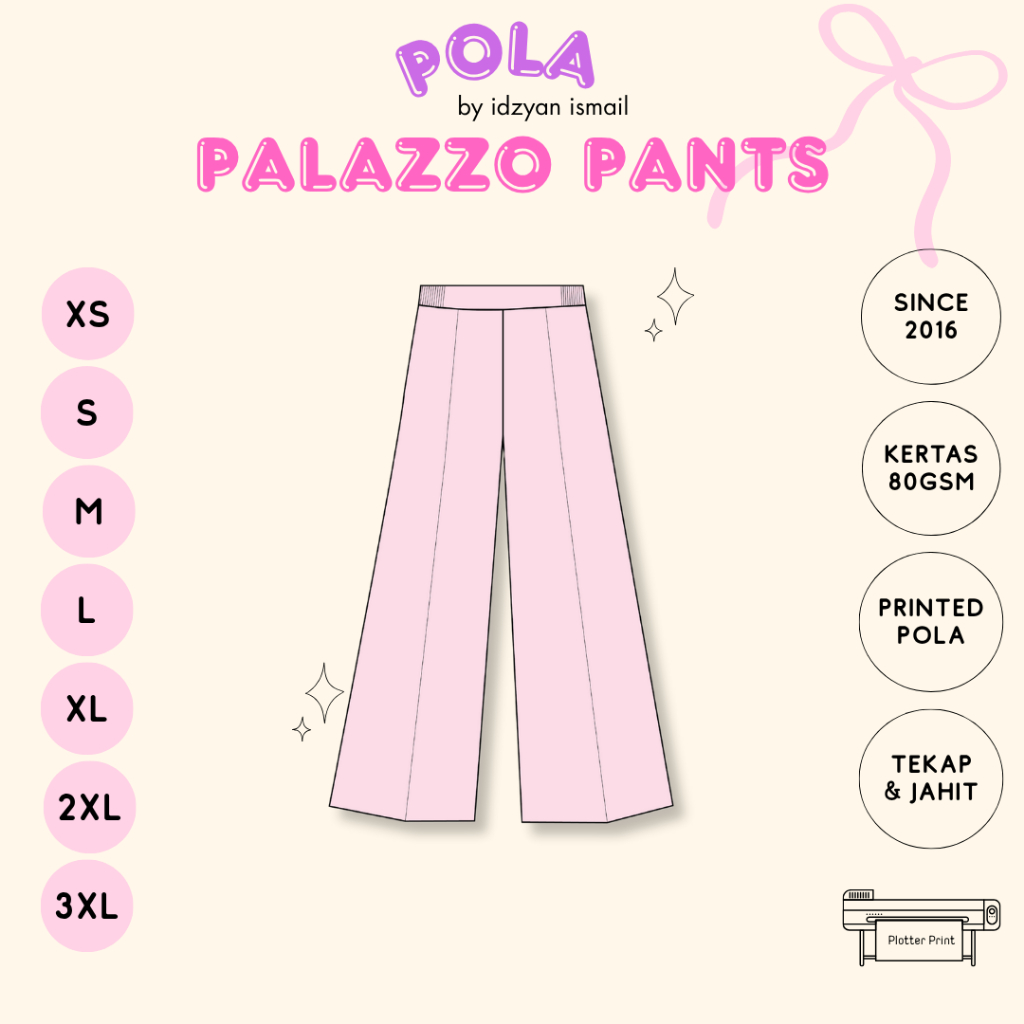 MUDAH JAHIT POLA SELUAR PALAZZO POLA SELUAR SEWING PATTERN PANTS POLA ...
