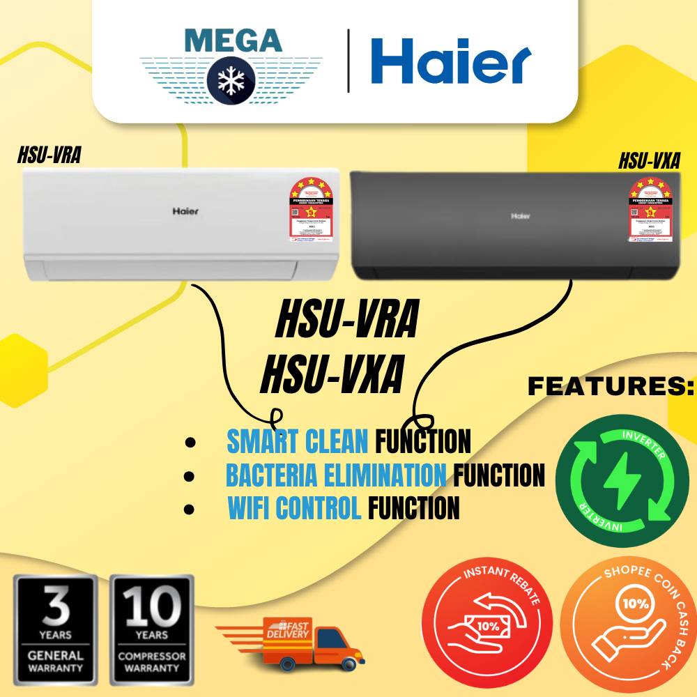 Haier Aircond Inverter R32 1.0HP ~ 2.5HP (HSU-VQC Series/HSU-VQA/HSU ...