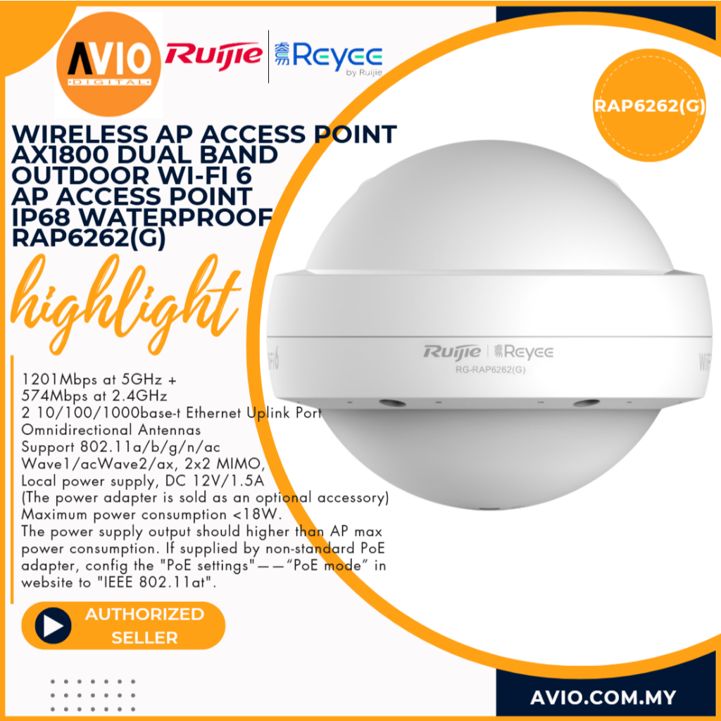 Ruijie AX1800 Dual Band Outdoor WiFi 6 AP Access Point 1775Mbps 2 ...