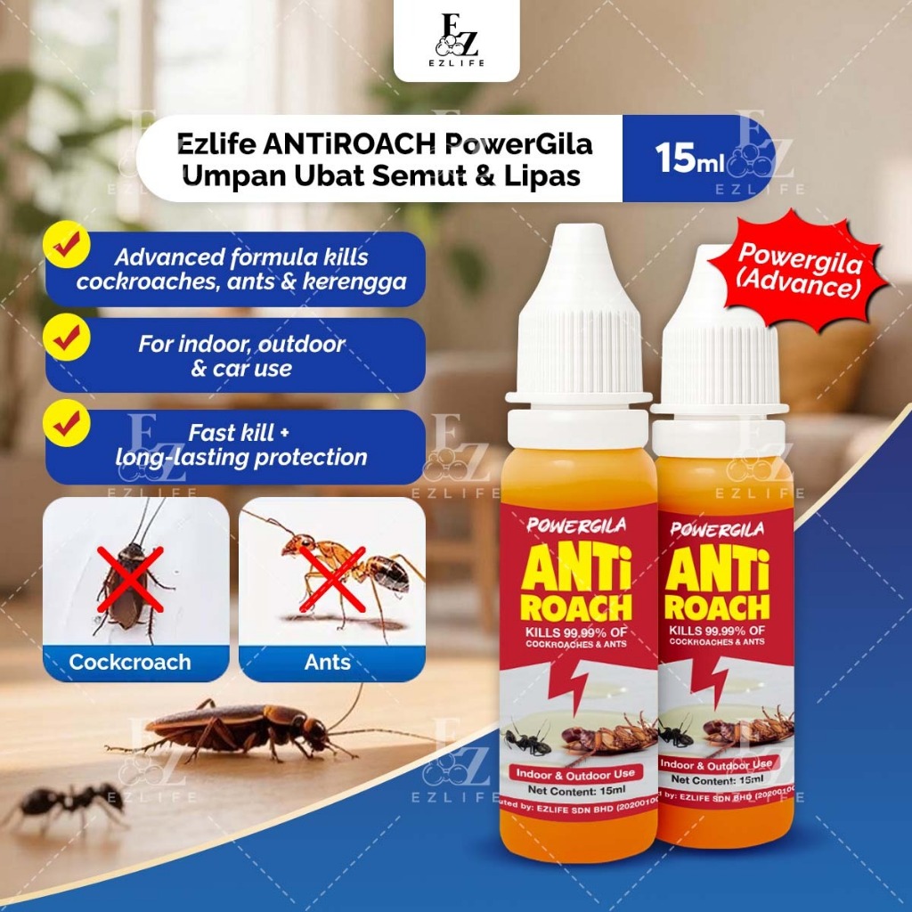 Ezlife ANTiROACH PowerGila 15ml Semut & Lipas Umpan Ubat Semut kerengga ...