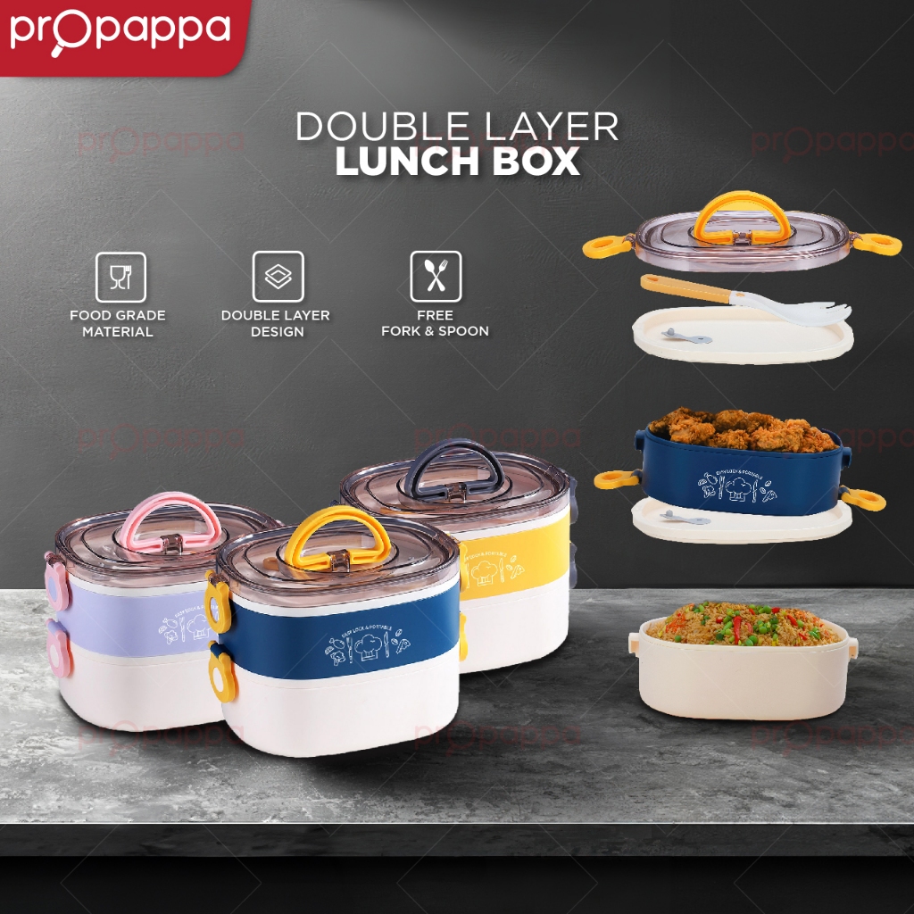 Propappa - Double Layer Lunch Box with Secure Lid | Bekas Makanan 2 ...