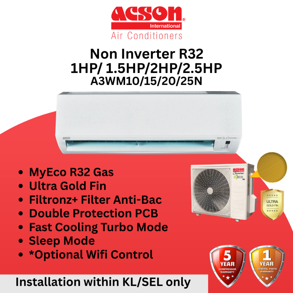 Acson Air-conditioner Non Inverter 1HP 1.5HP 2HP 2.5HP | Shopee Malaysia