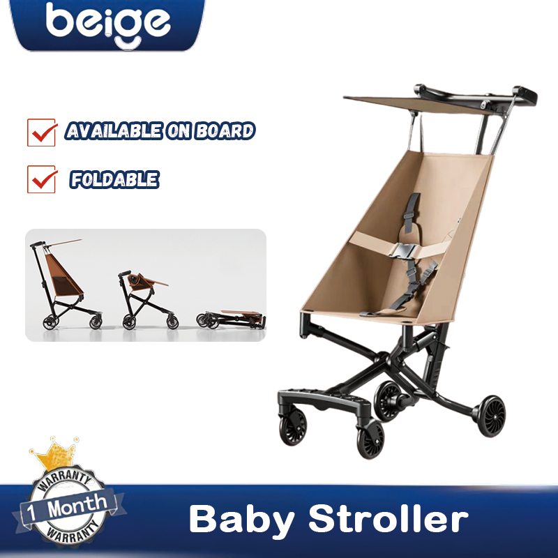 Beige Stroller Baby Foldable 4 Wheels Magic Stroller Weight 3.2kg ...