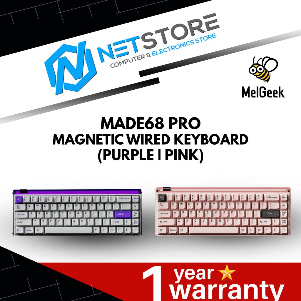 MELGEEK MADE68 PRO MAGNETIC KEYBOARD - TTC KOM - (PURPLE | PINK ...