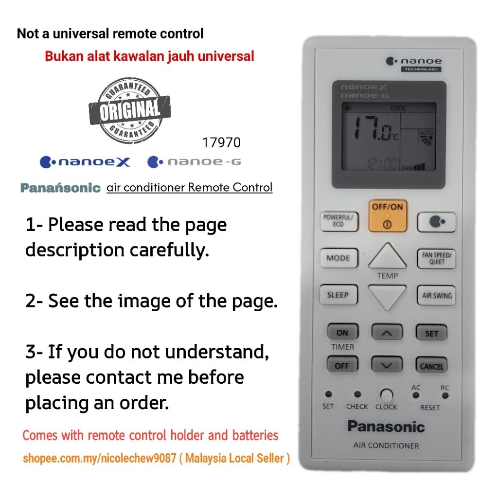 panasonic air conditioner remote control - Prices and Promotions - May ...