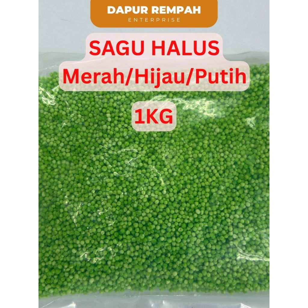 Sagu Halus Hijau/Merah/Putih 沙谷米 红/白/绿 | 500g / 1kg | Kuih Bubur 芋圆 ...
