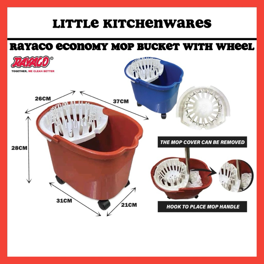 RAYACO COMMERCIAL PVC MOP BUCKET WITH WHEELS Baldi Mop Lantai/Tong Mop ...