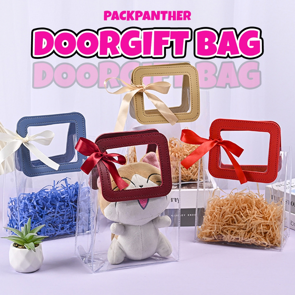 PVC Transparent Square Handle Door Gift Bag Goodies Packaging Beg ...