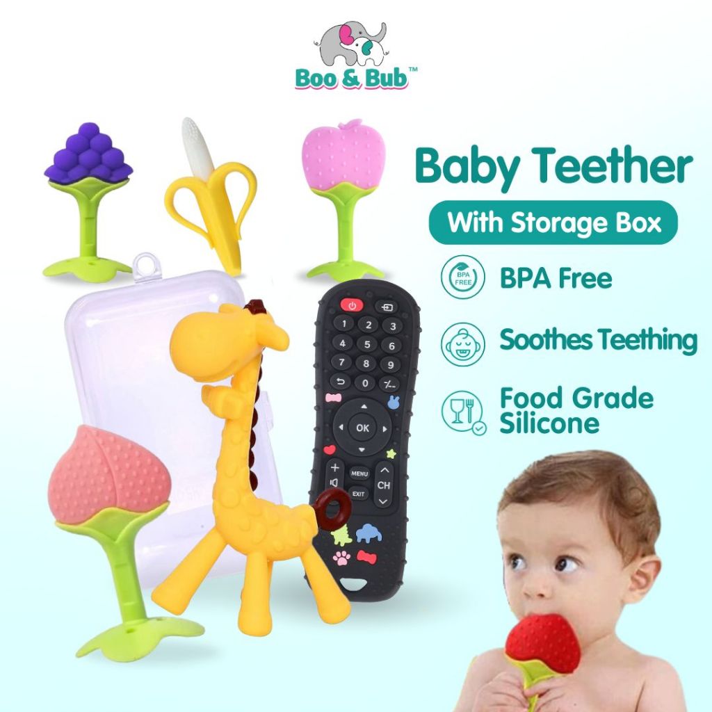 Boo&Bub Baby Silicone Teether | Banana Giraffe Fruit Baby Teething ...