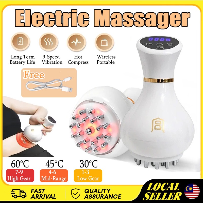 Electric Meridian Brush Vibrater Massage Heating 9-Speed Kneading ...