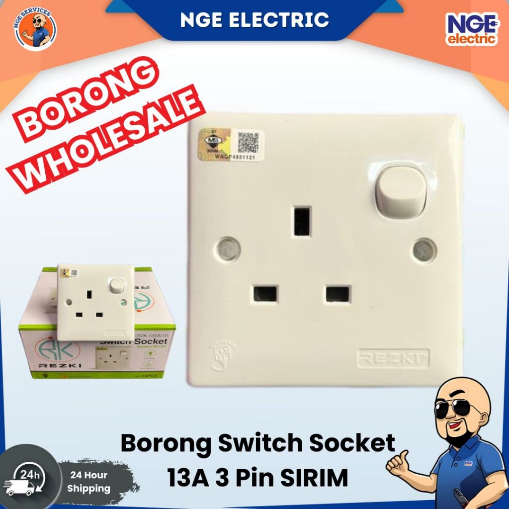 [Borong] [SIRIM] 13A Switch Socket Outlet - Soket Plug 3 Pin Wall ...