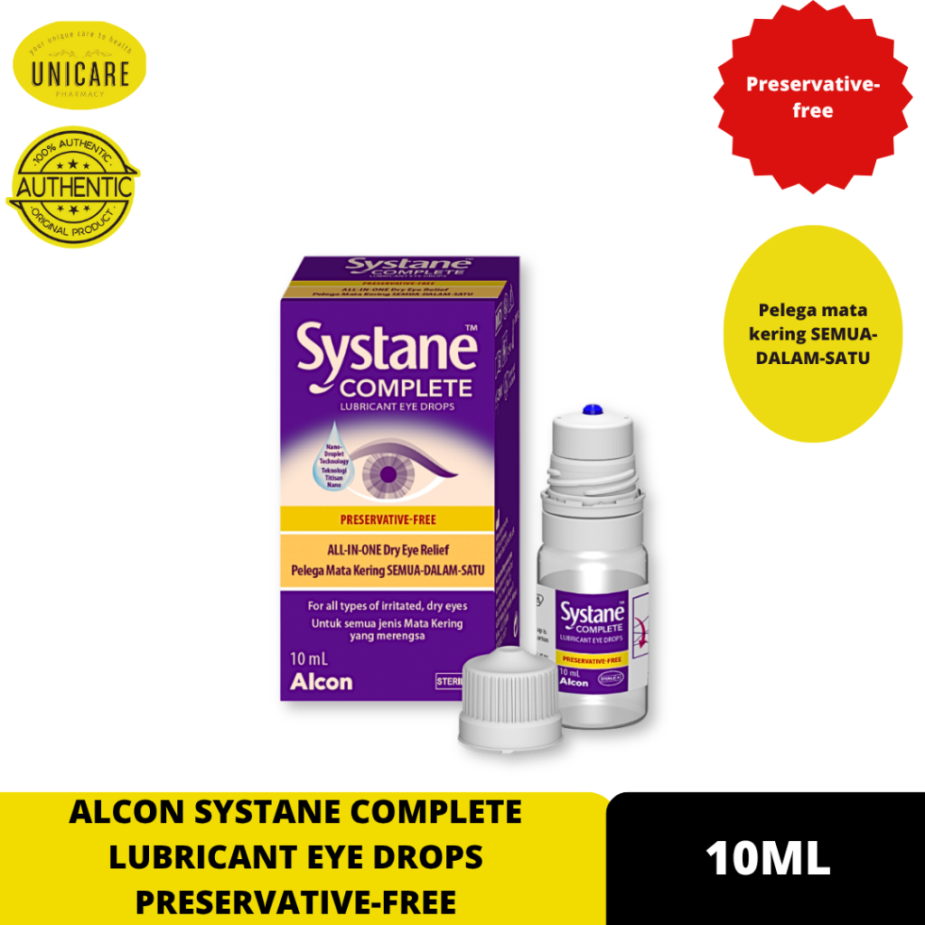 ALCON SYSTANE COMPLETE LUBRICANT EYE DROPS PRESERVATIVE-FREE 10ML ...