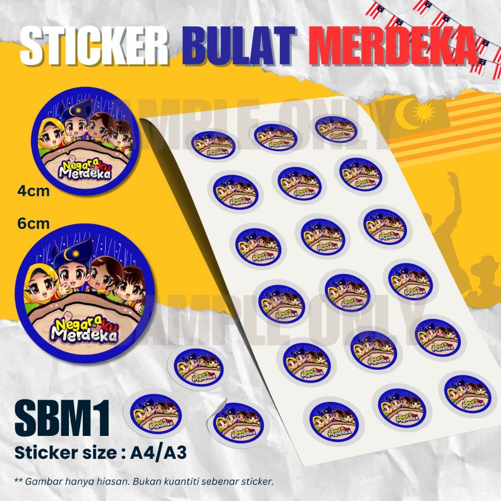 DIY Sticker Bulat Merdeka | Sambutan Hari Kemerdekaan | Sticker Merdeka ...