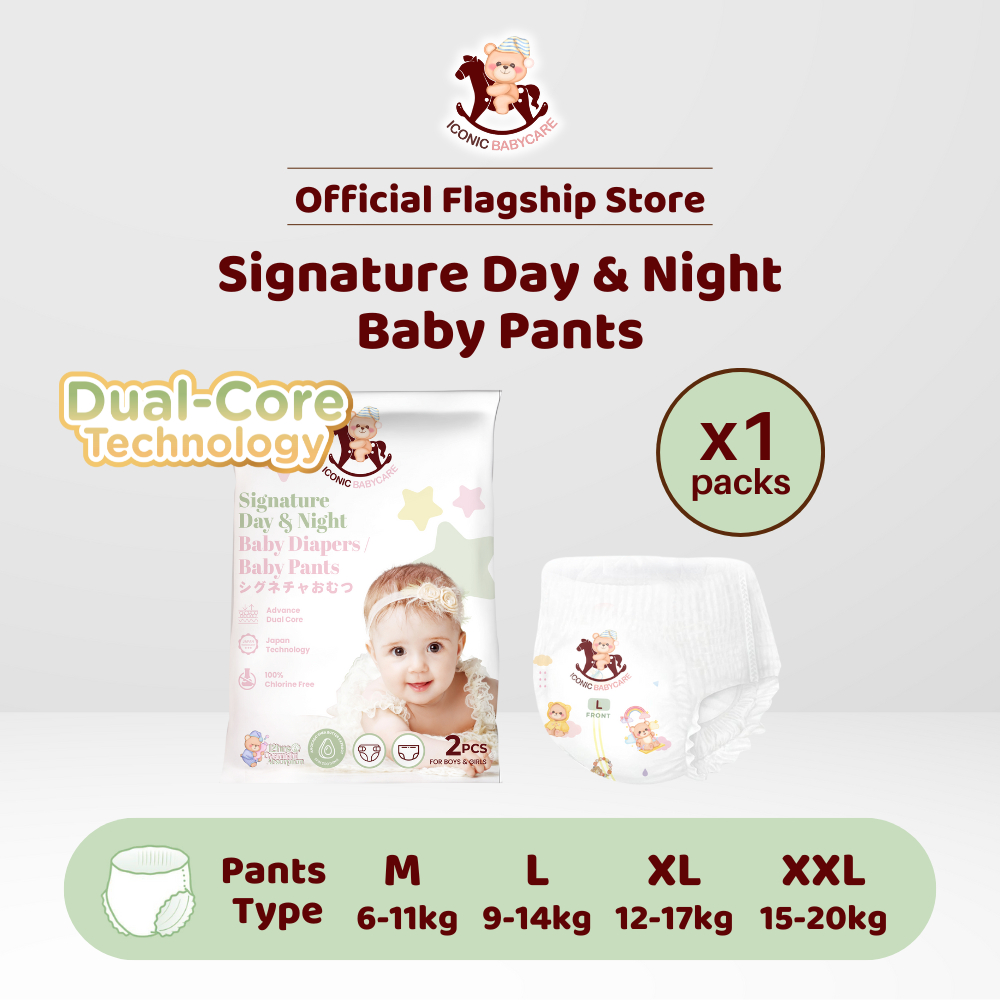 [Trial Pack] Iconic Babycare Signature Day & Night Baby Diaper Pants M/L/XL/XXL (2pcs/pack ...