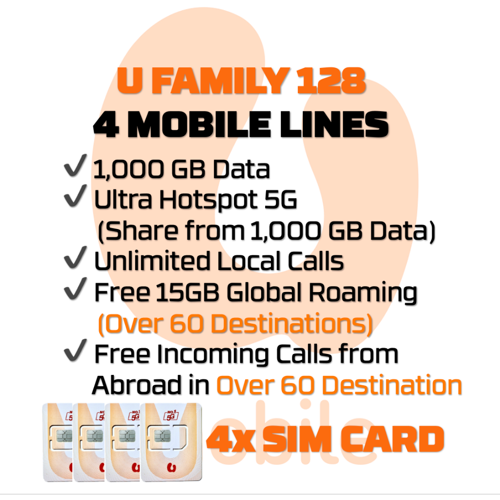 UMOBILE POSTPAID SIM FAMILY PLAN 128 (1,000GB) 4G/5G (4 LINES) / U ...