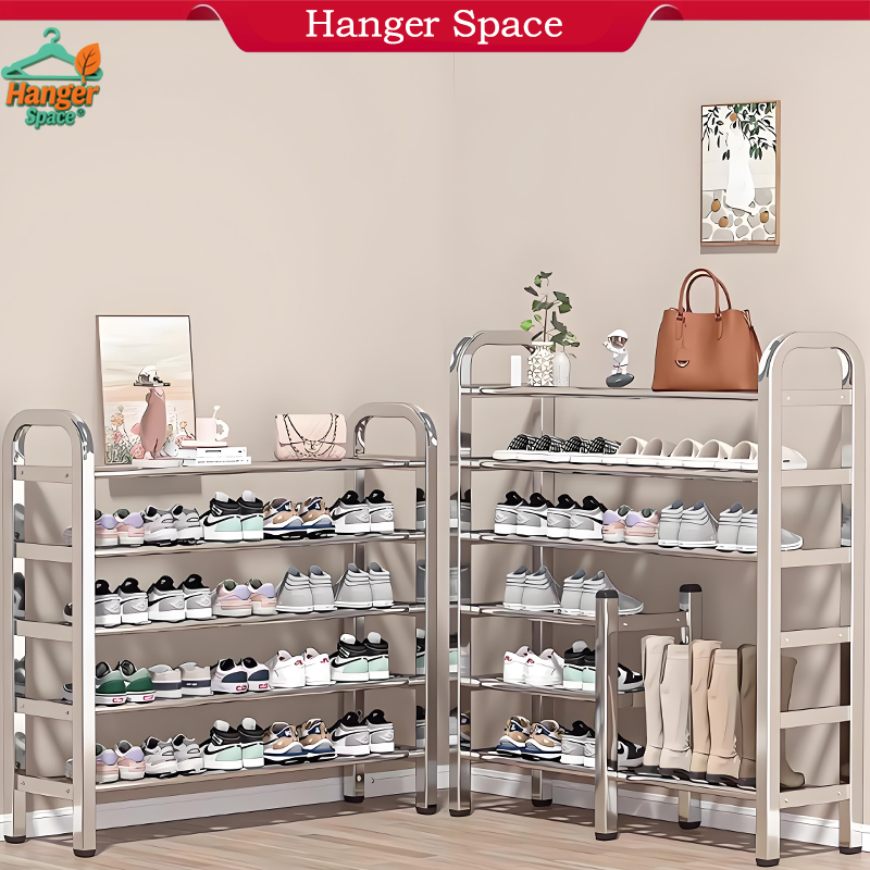 Stainless Steel Shoe Rack Shoe Cabinet Rack Rak Besi Indoor Outdoor ...